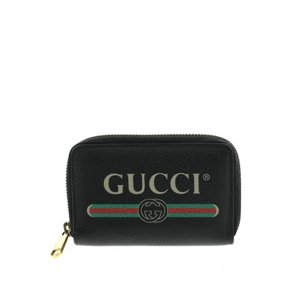 Gucci | Bags | Gucci Printed Card Coin Case Black Cardholder | Poshmark